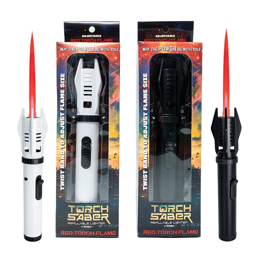 Torch Saber Red Flame Butane Torch Lighter 8" - Assorted Colors - Roll ...