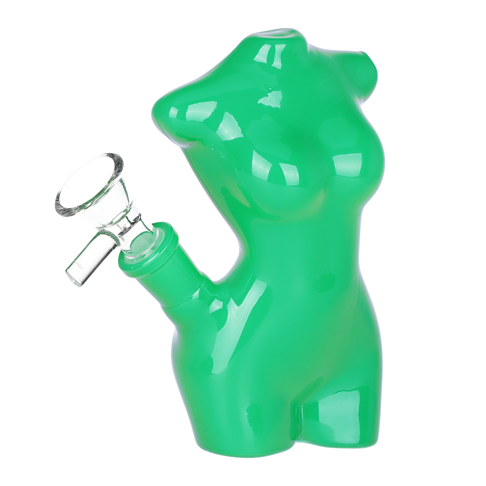 Mannequin Torso Mini Glass Water Pipe 5" 14mm F - Green - Roll n' Smoke