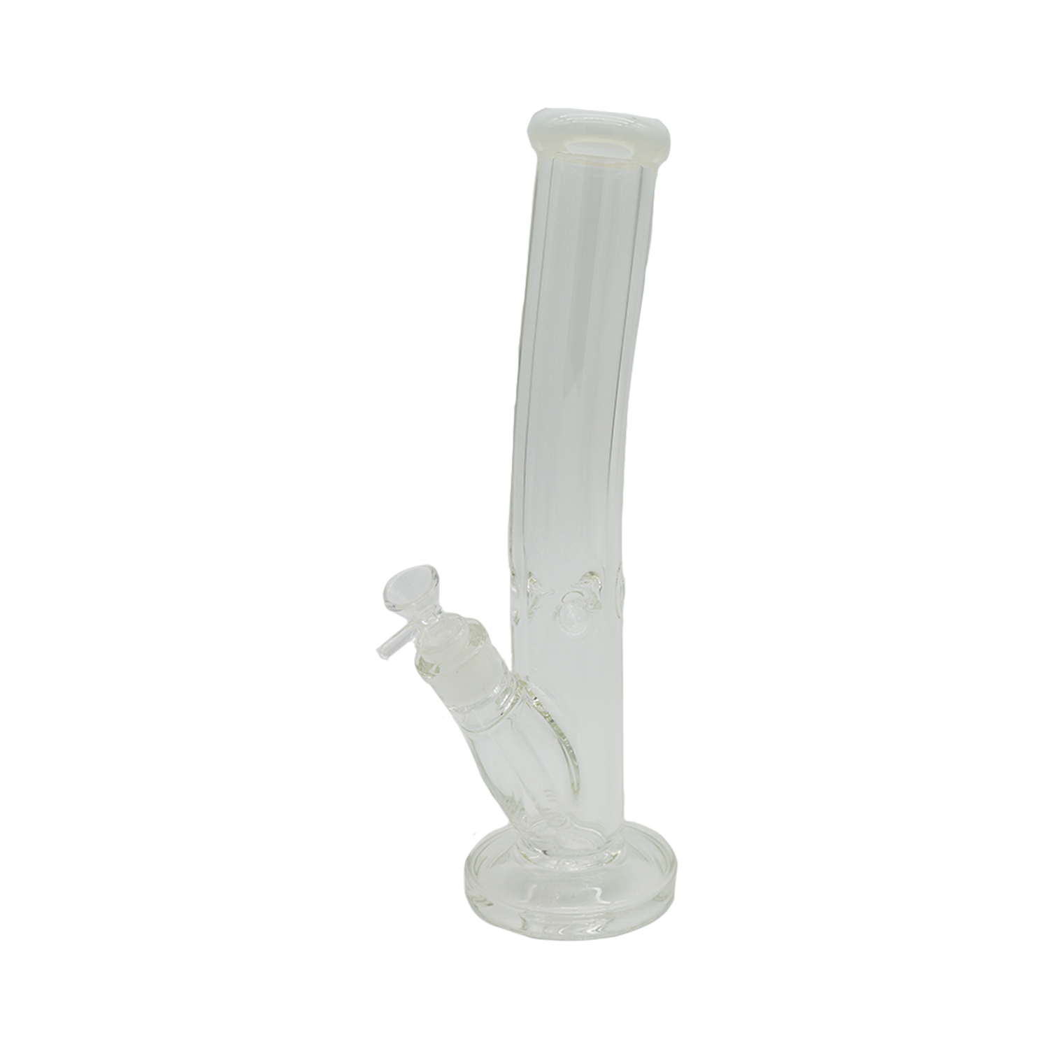 Classic Bent Neck Straight Tube Glass Water Pipe Large - White