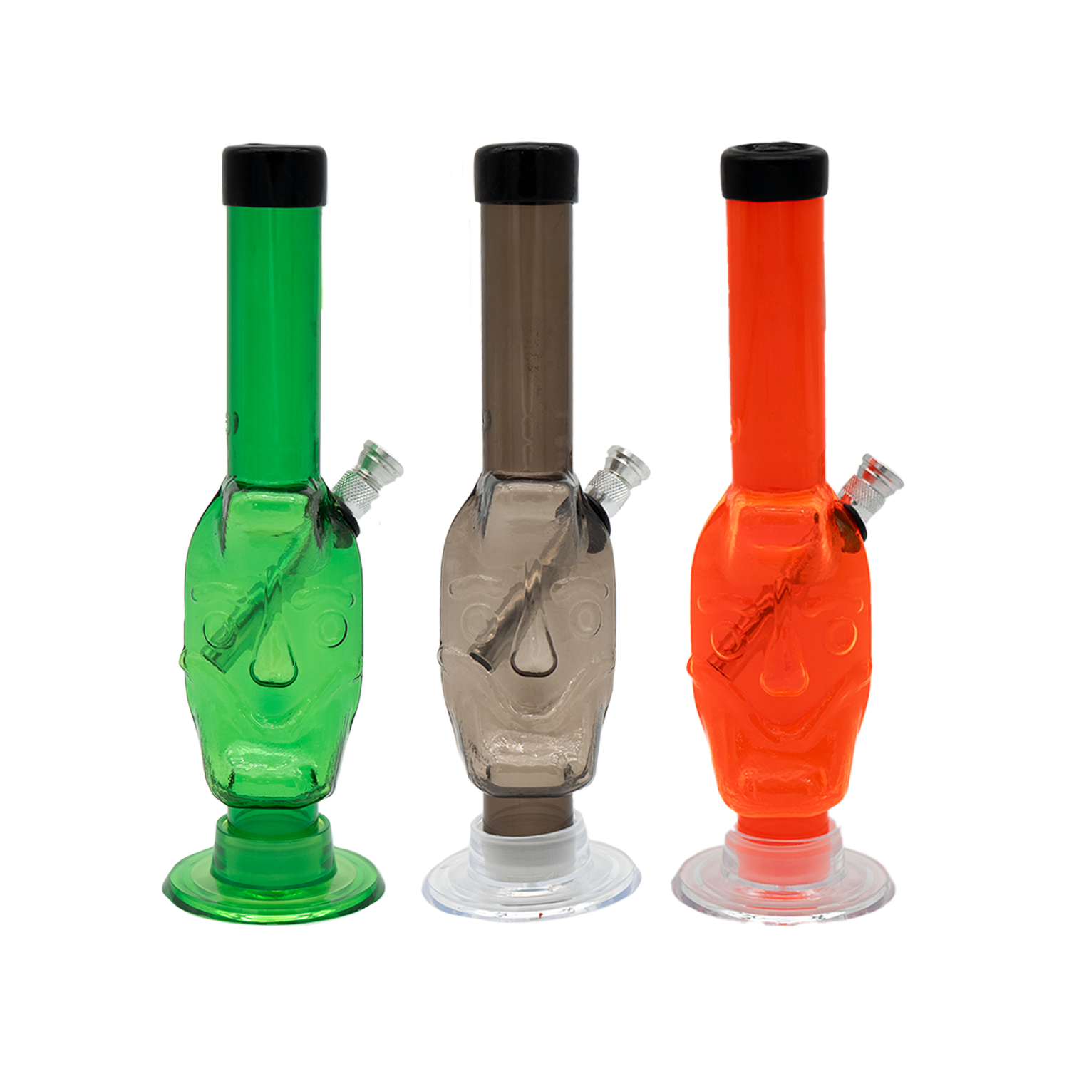 Moon Face Acrylic Water Pipe 8" - Assorted Colors - Roll n' Smoke