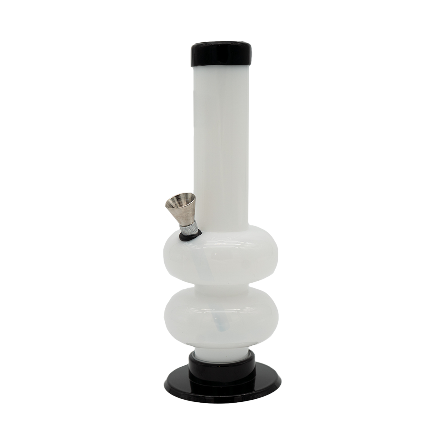 Double Bubble Acrylic Water Pipe 9" - White - Roll n' Smoke