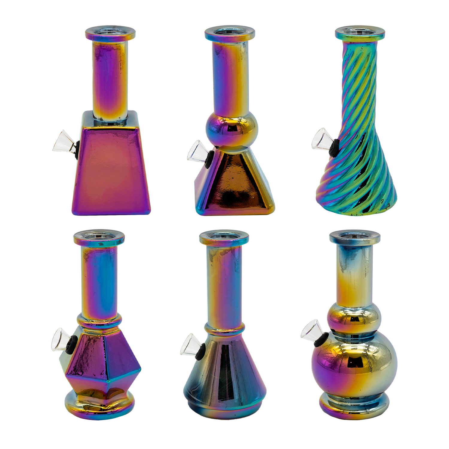SeshGear Glass Mini Water Pipe Color 6" Grommet Electroplated ...