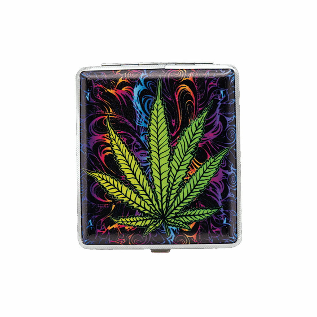 Fujima Leaf Design Leather Cigarette Case 100s - Design 2 - Roll n' Smoke